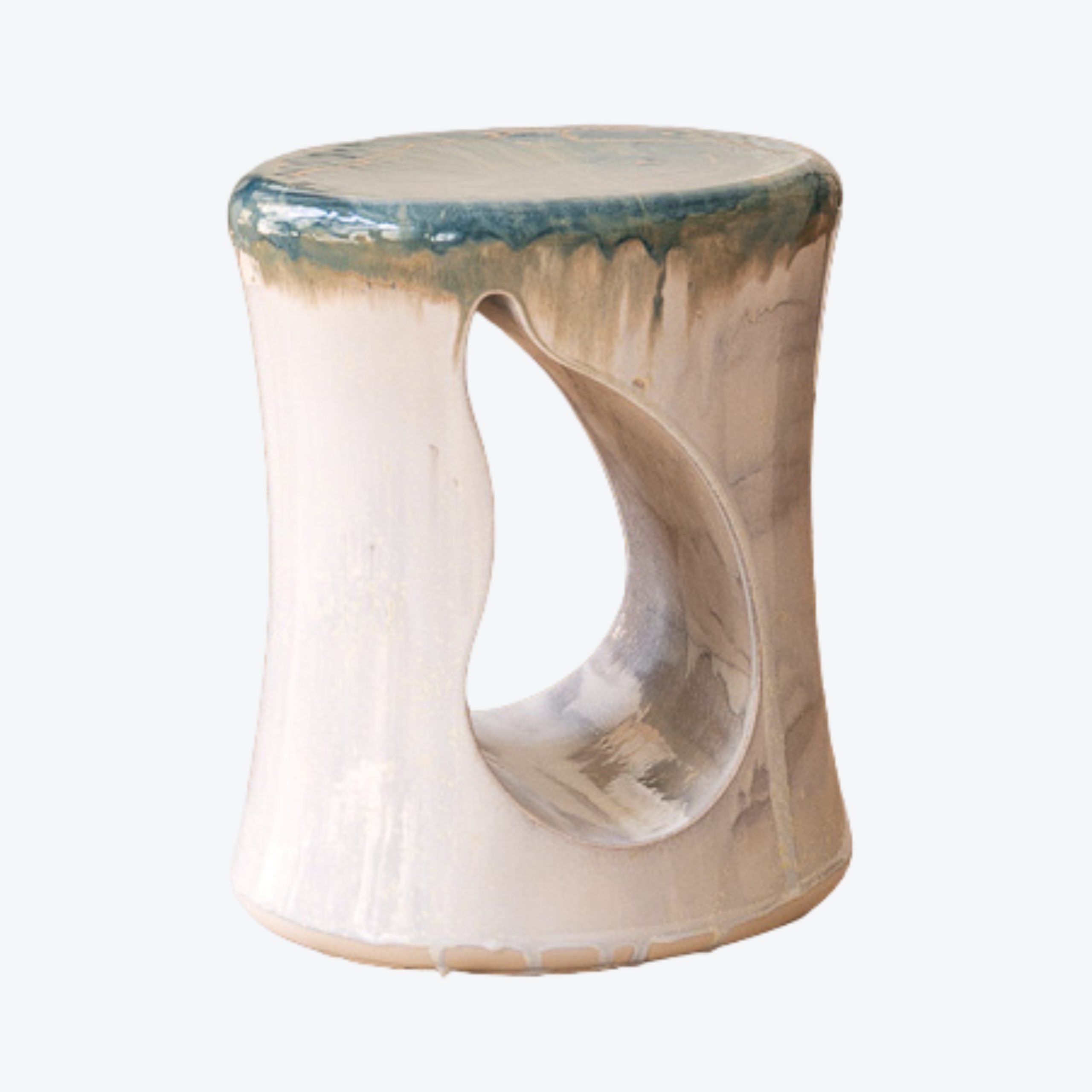 Wilson Ceramic Hand Painted Stool Blue stephanie amyot du mesnil ...