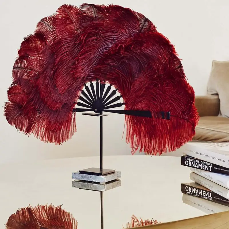 Burgundy Ostrich and Ebony Hand-Fan Mayaro Editions, Duvelleroy The ...