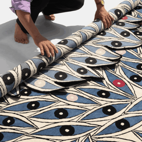 Nazar Rug Turquoise Blue Atelier Février The Invisible Collection