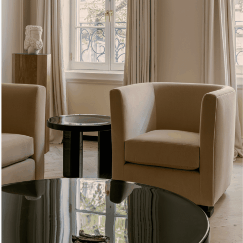 Black Seeded Cast Glass Side Table Courtney Applebaum Design The ...