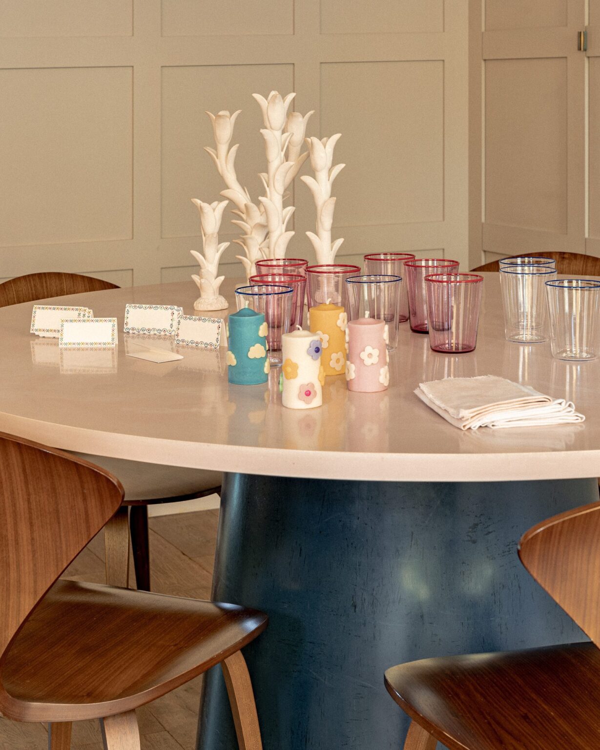 Set of 6 Crystal Glasses with Blue Rim Summer The Invisible Collection