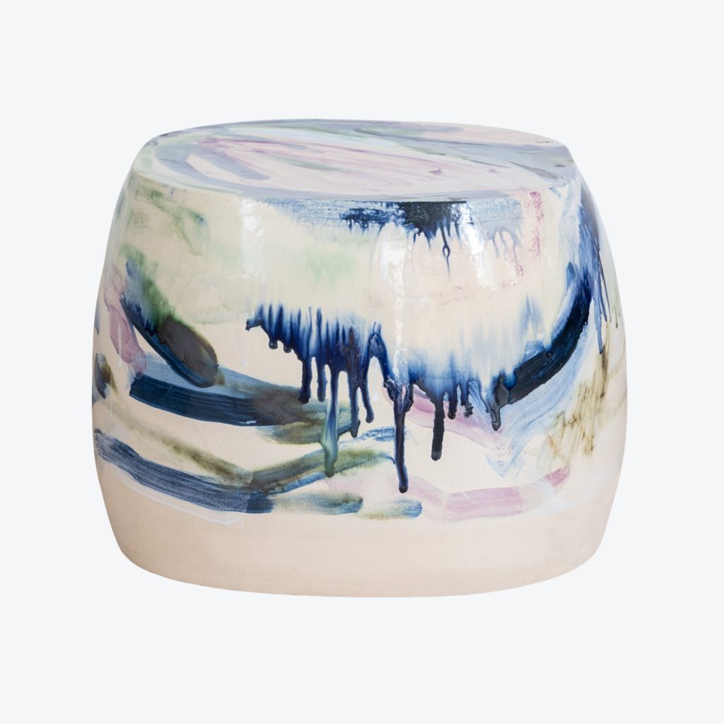 Multicolour Brushed Side Table Pouf Flores Design The Invisible Collection